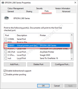 How to know on which USB port my printer is connected to the PC?